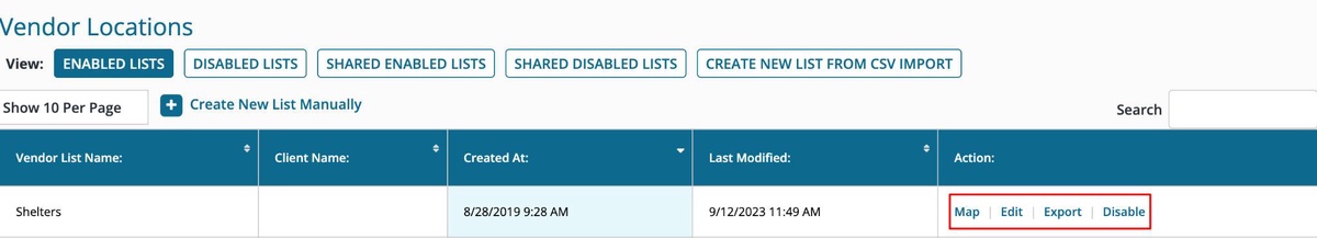 How do I create and map a vendor location list?