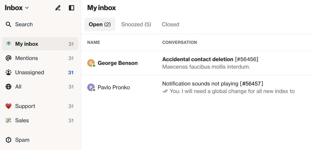 Talk inbox - Ortto help