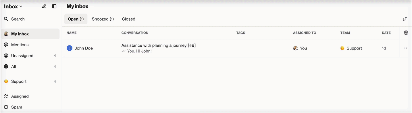 Conversations list - Ortto Knowledge Base | Help Center & Documentation