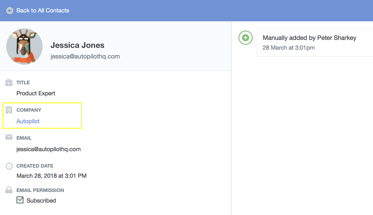 Autopilot: How does Autopilot handle contact and company records? - Ortto help