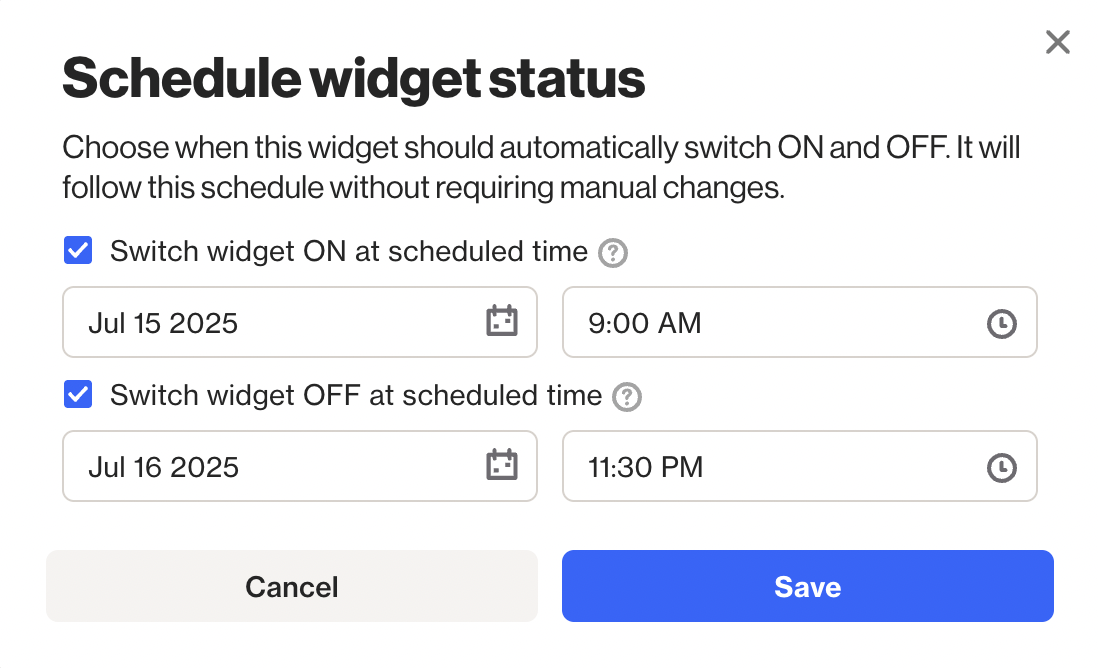 Scheduling capture widgets - Ortto Knowledge Base | Help Center ...