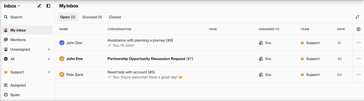 Conversations list - Ortto Knowledge Base | Help Center & Documentation