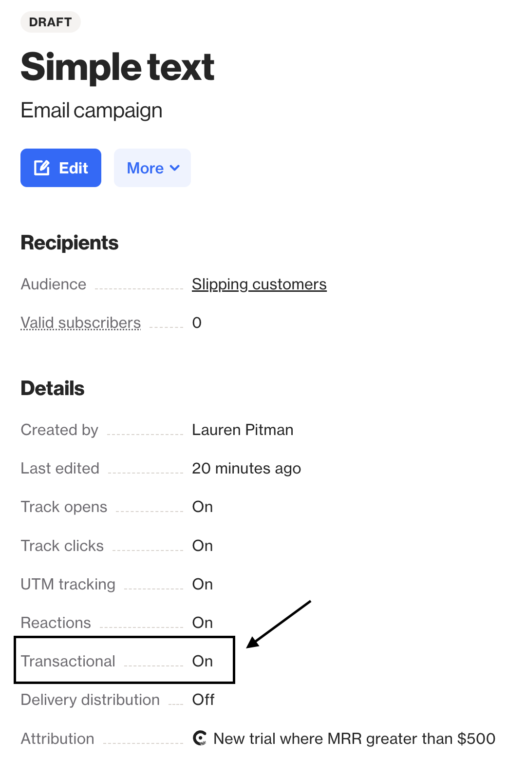 Making campaign messages transactional - Ortto help