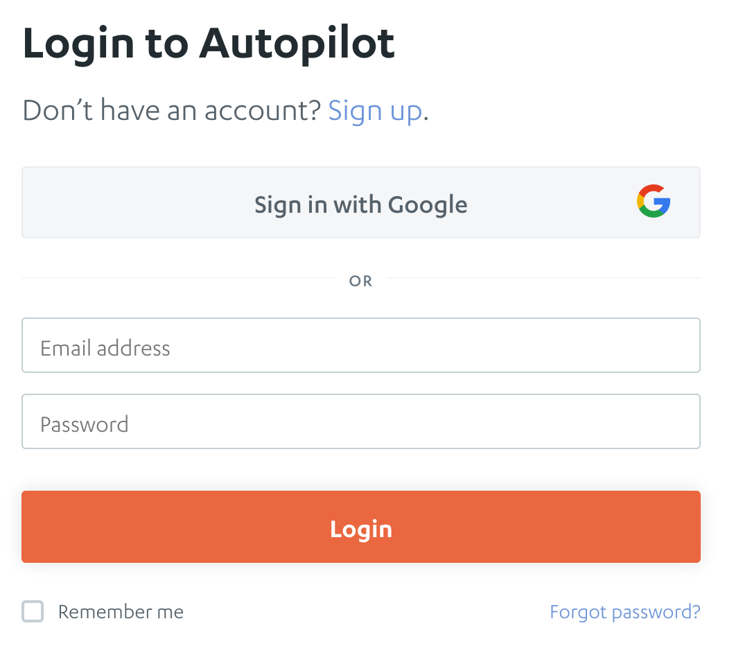Autopilot: How does the "Sign in with Google" option work? - Ortto help