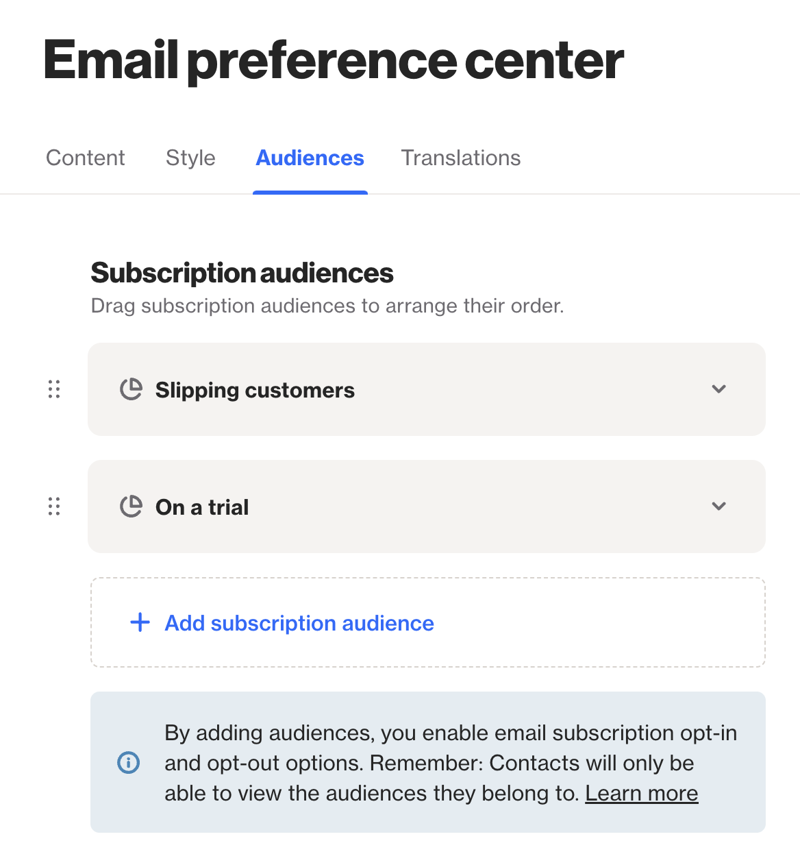 Build and manage the preference centers - Ortto Knowledge Base | Help ...