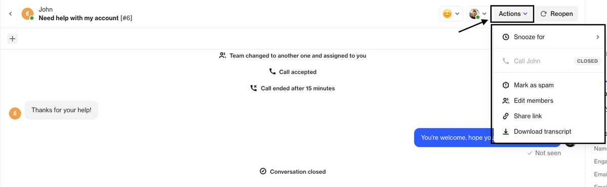 Manage conversations - Ortto help
