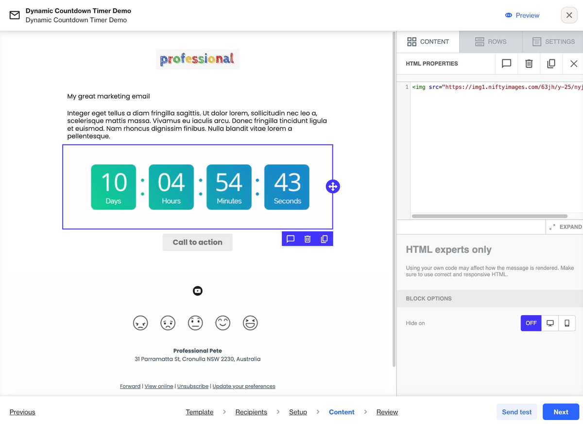 How to add a countdown timer to your email - Ortto help