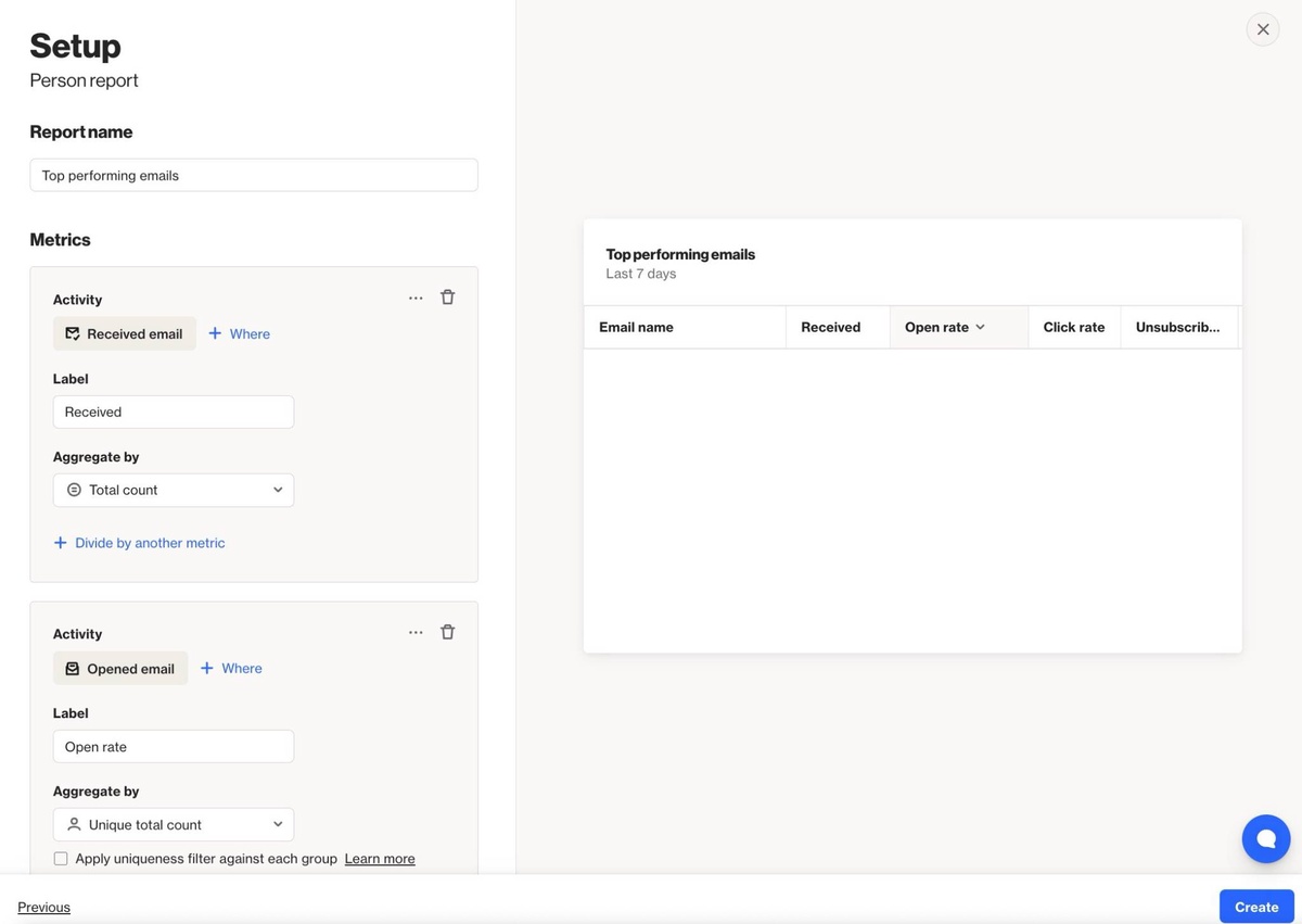 Using table reports - Ortto Knowledge Base | Help Center & Documentation