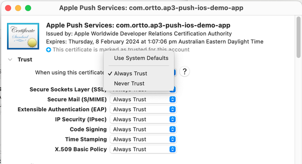 iOS certificate and key - Ortto help