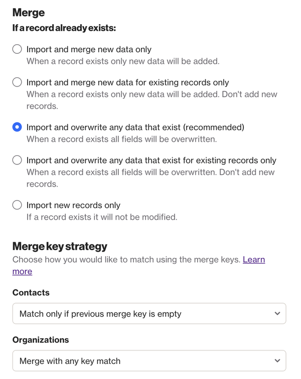 Create or update one or more people (merge) - Ortto help