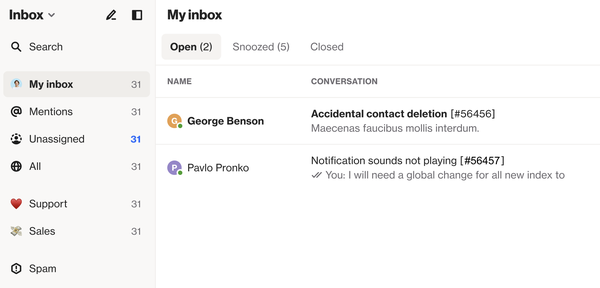 Talk inbox - Ortto help
