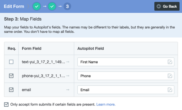 Autopilot Prevent Invalid Form Submissions From Being Captured Ortto Help