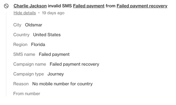 SMS numbers - Ortto help